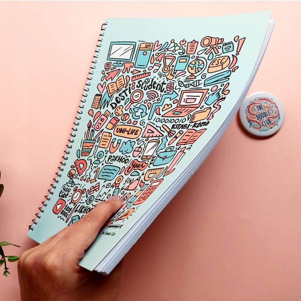 A4 Spiral Notebook Student Life Doodle - PakistanCreates